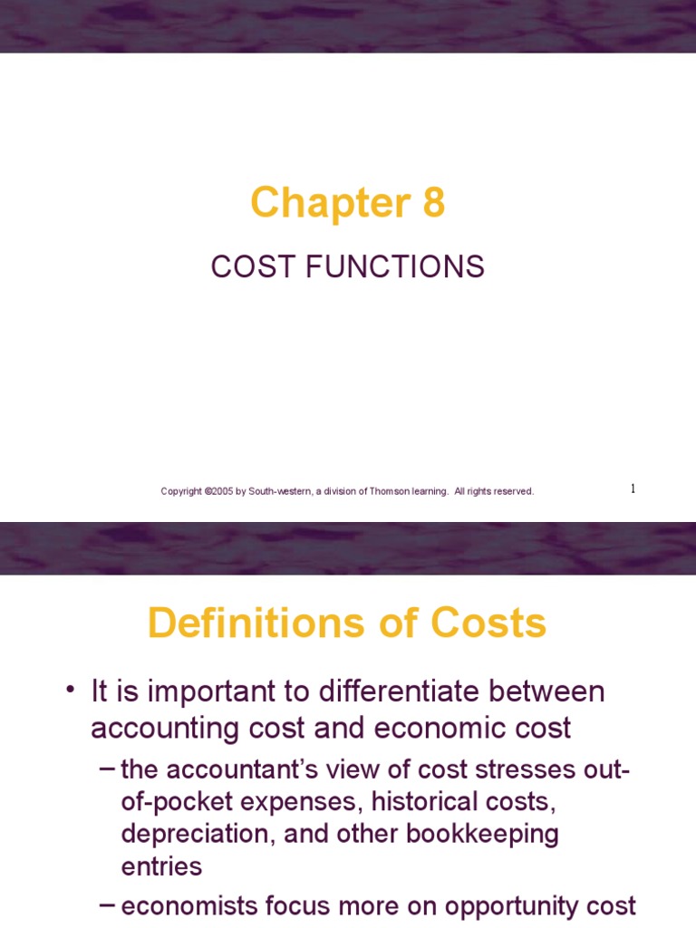 ch08, Cost Function Summary | PDF | Long Run And Short Run | Labour Economics