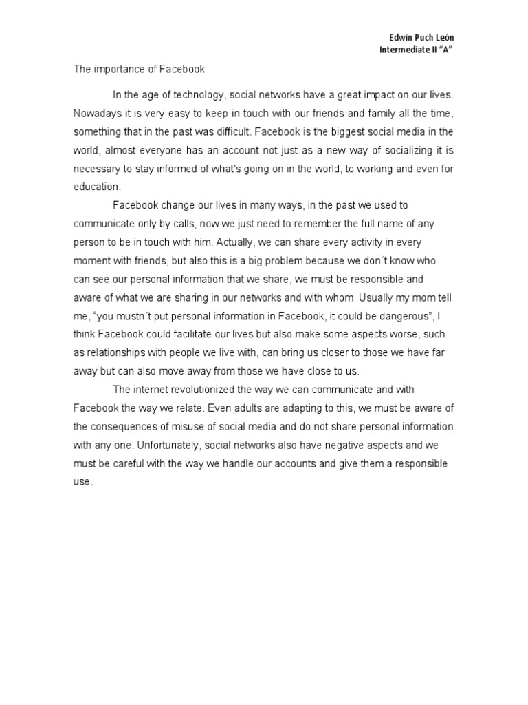 The Importance of Facebook | PDF