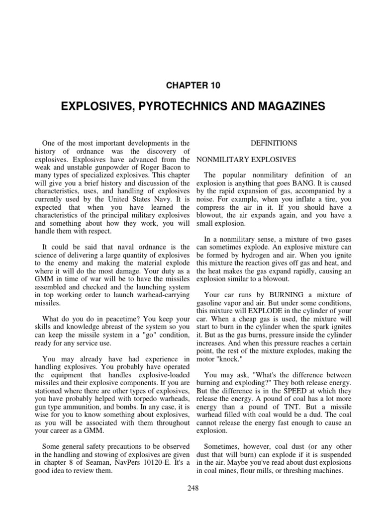 GMM 3 and 2 CHAPTER 10 Explosives Pyrotechnics and Magazines PDF | PDF ...