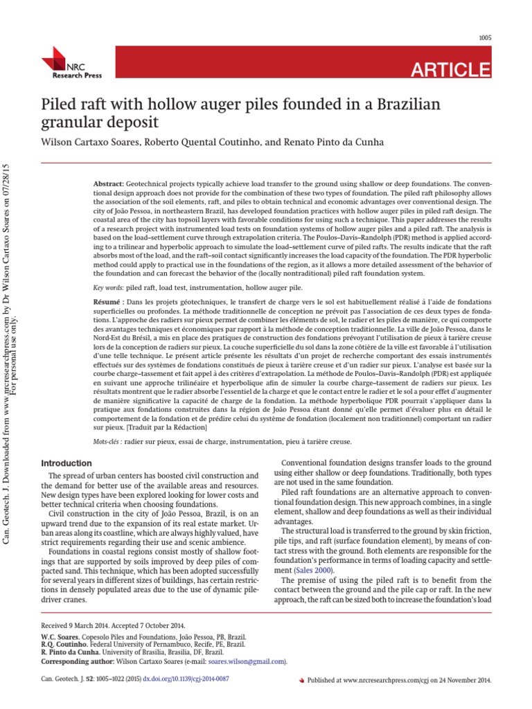 ARTICLE Piled Raft With Hollow Auger Pil PDF | PDF | Deep Foundation ...
