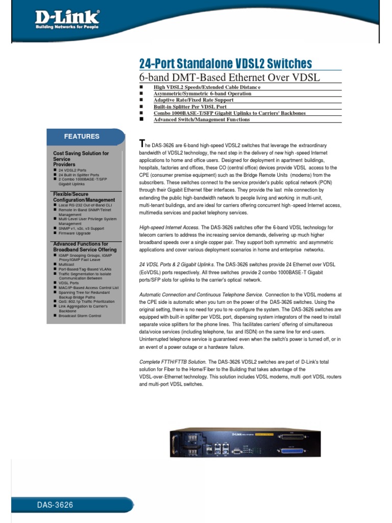 24-Port Standalone VDSL2 Switches: 6-Band DMT-Based Ethernet Over VDSL ...