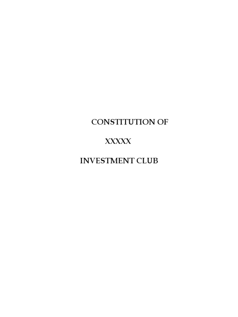 Constitution of XXXX Investment Club | PDF | Committee | Loans