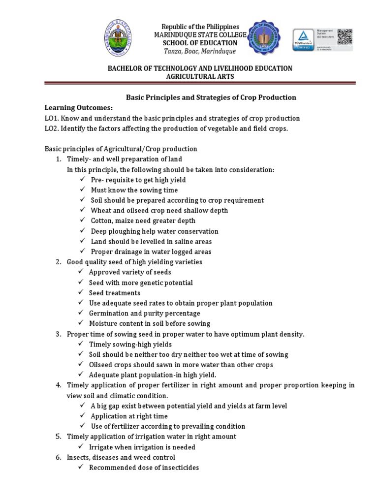 Basic Principles and Strategies of Crop Production | Download Free PDF ...