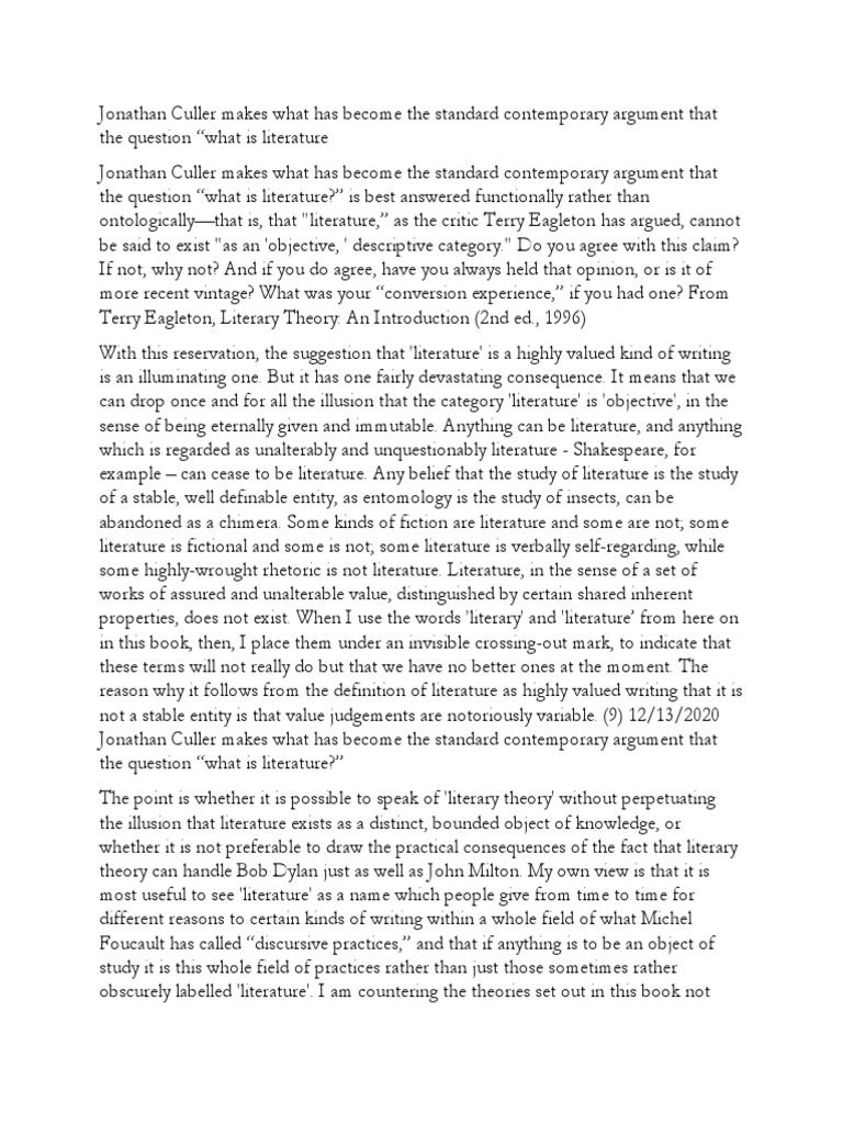 Jonathan Culler | PDF | Discourse | Philosophical Movements