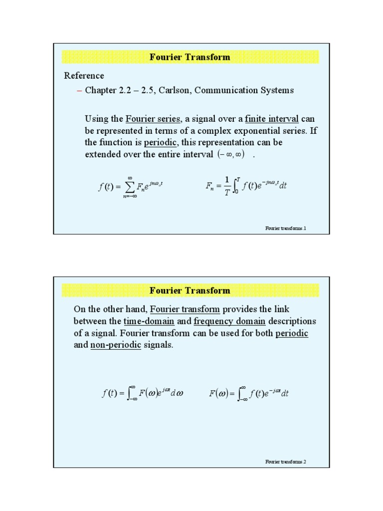 Fourier Transform: e F T F DT e T F T F | PDF | Spectral Density ...
