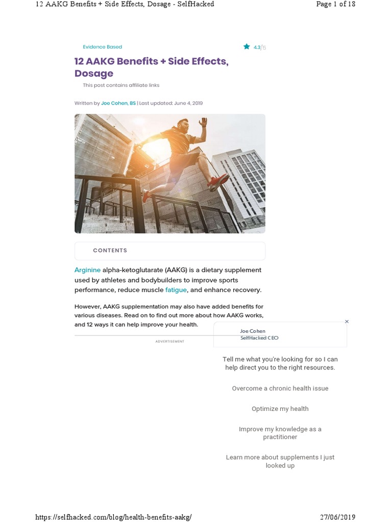 12 AAKG Benefits + Side Effects, Dosage | PDF | Arginine | Dietary ...