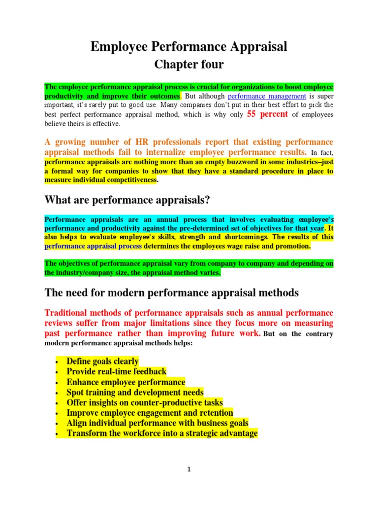 Employee Performance Appraisal: Chapter Four | PDF | Performance ...