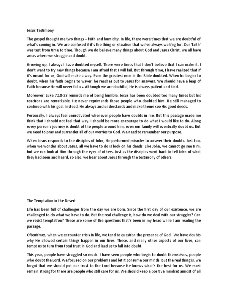 Reflection On Verses | PDF | Faith | Jesus