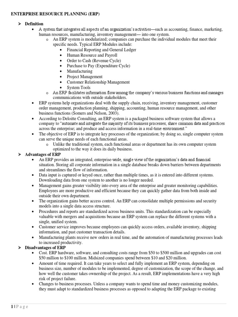 Enterprise Resource Planning Pdf Pdf Enterprise Resource Planning
