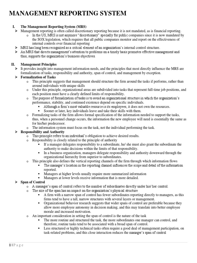 Management Reporting System | PDF | Hierarchy | Business