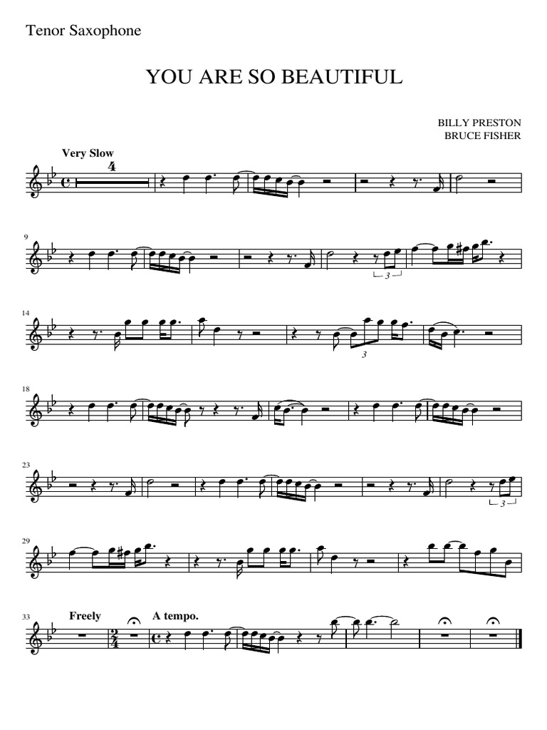 You Are So Beautiful: Tenor Saxophone | PDF