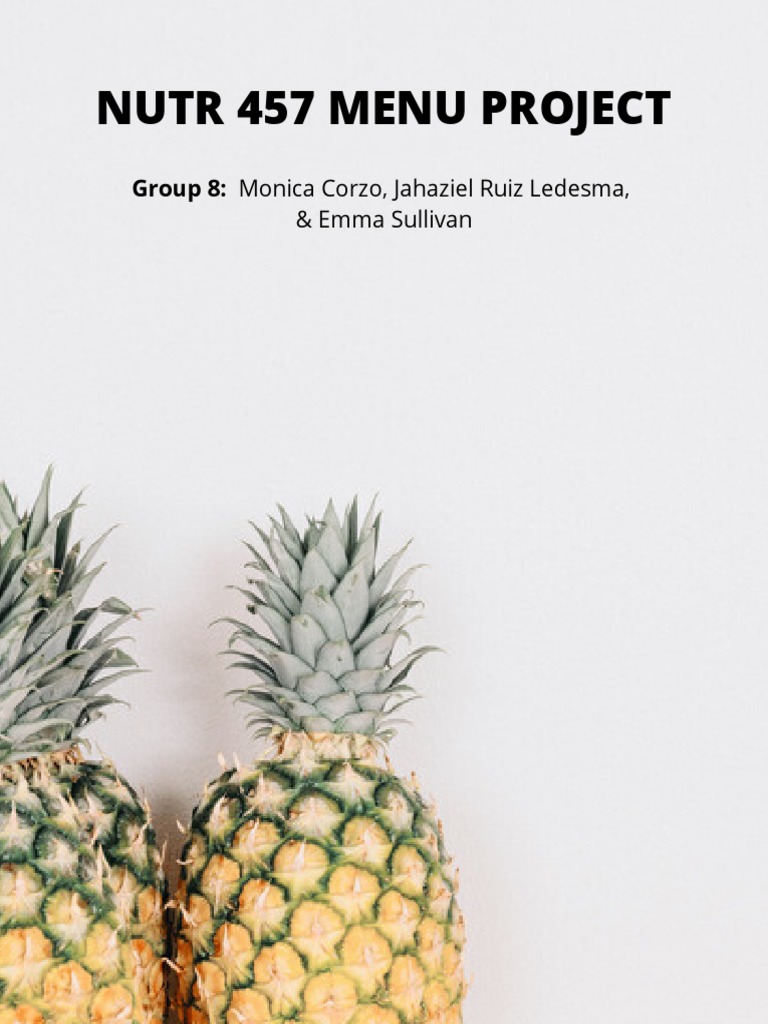 Nutrition 457 Menu Project | PDF | Salad | Drink