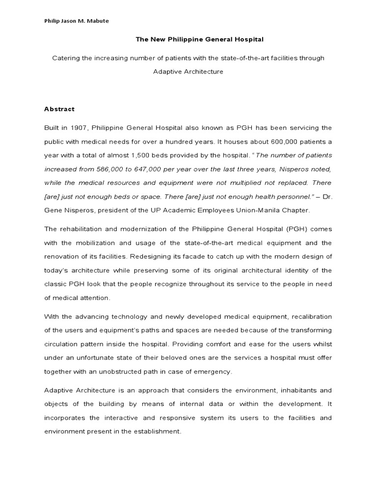 The New Philippine General Hospital: Philip Jason M. Mabute | PDF