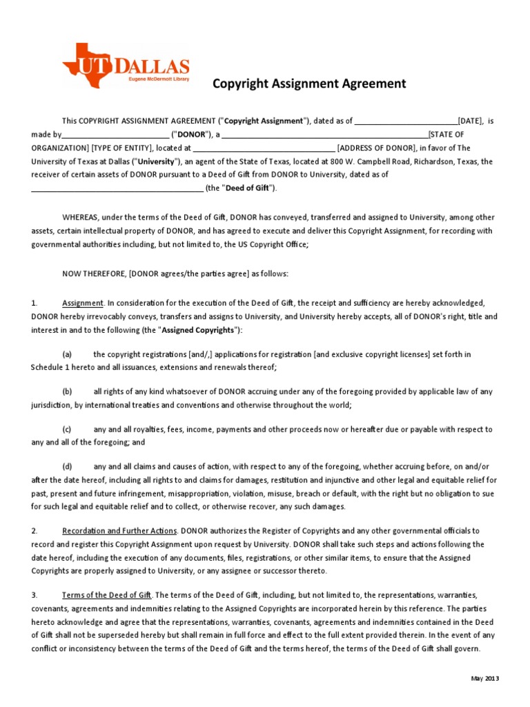Copyright Assignment Agreement | PDF | Copyright | Deed