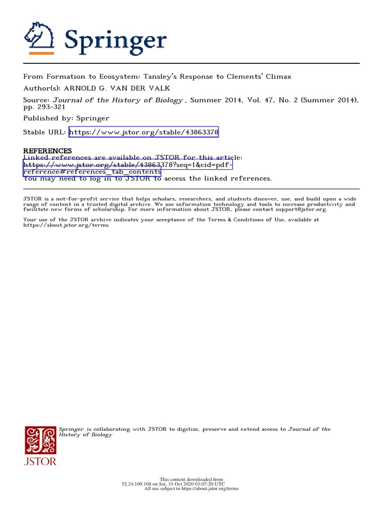 From Formation To Ecosystem Tansleys REsponse To Clements Climax | PDF ...