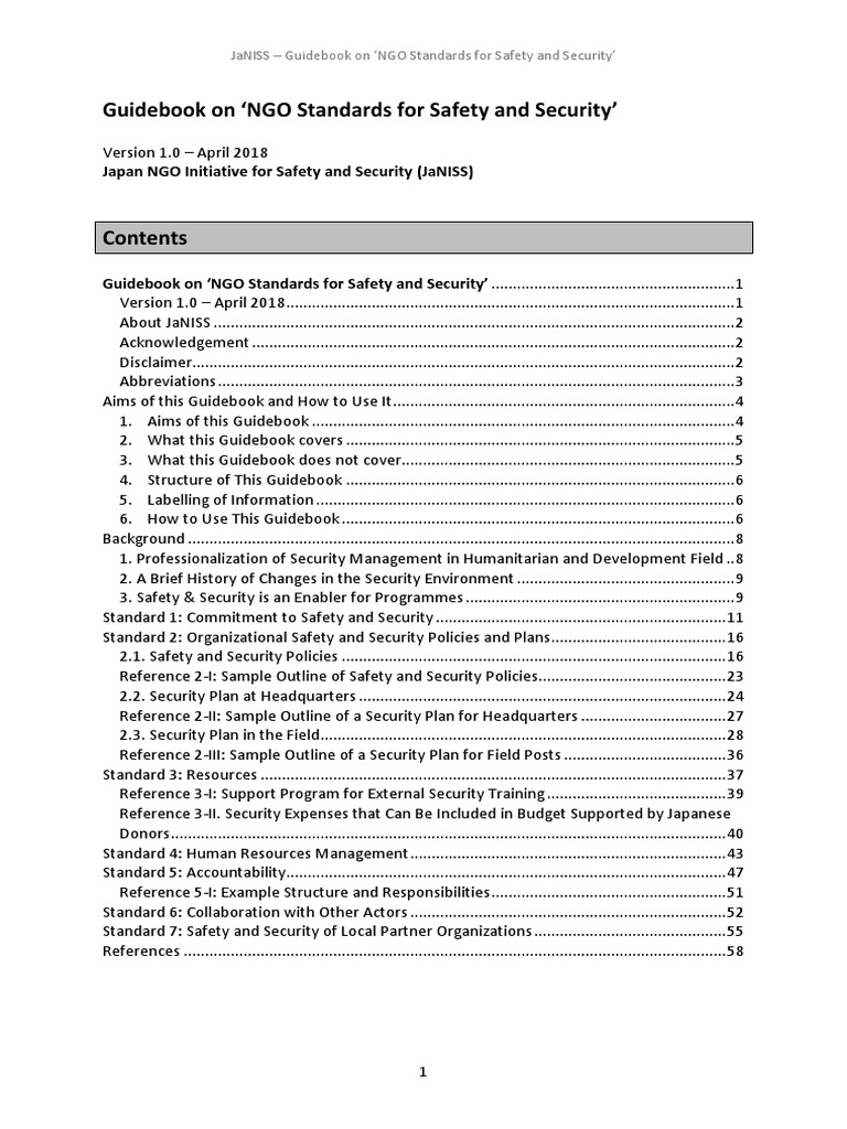 NGO Standards For Safety and Security PDF | PDF | Humanitarian Aid ...