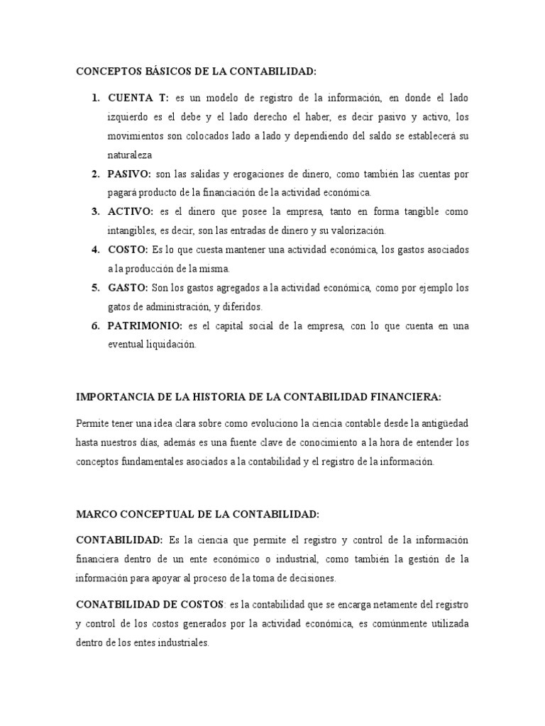 Conceptos Básicos de La Contabilidad | PDF | Contabilidad | Negocios ...