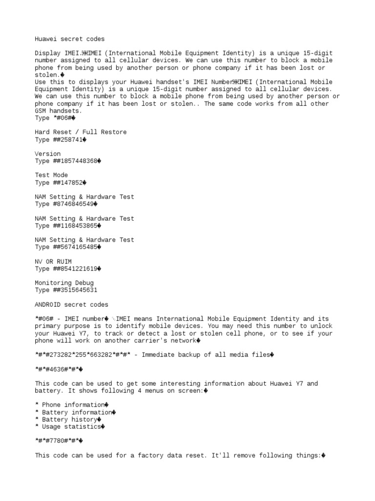 Huawei Secret Codes for Diagnostics | PDF | High Speed Packet Access ...