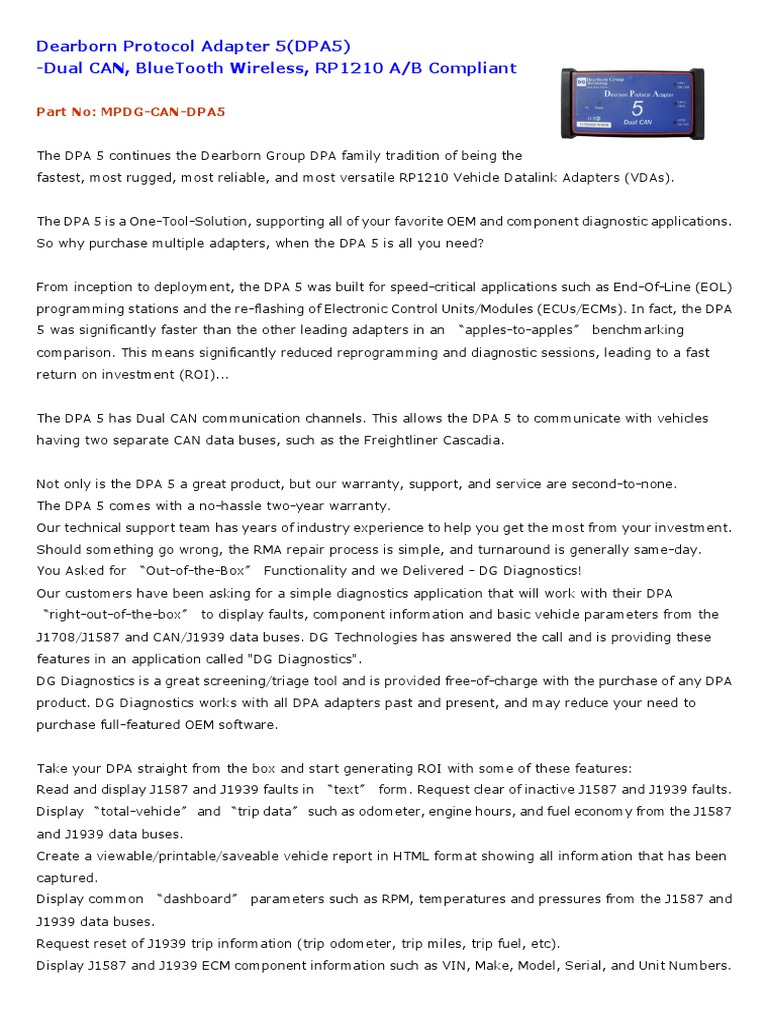 Dearborn Protocol Adapter 5 | PDF | Electrical Connector | Bluetooth