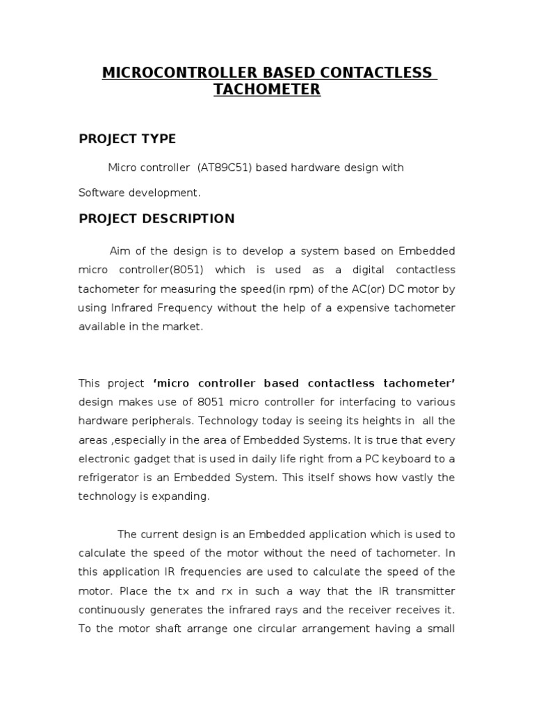 Microcontroller Based Contactless Tachometer PDF | PDF ... Microcontroller Based Contactless Tachometer PDF | PDF ...