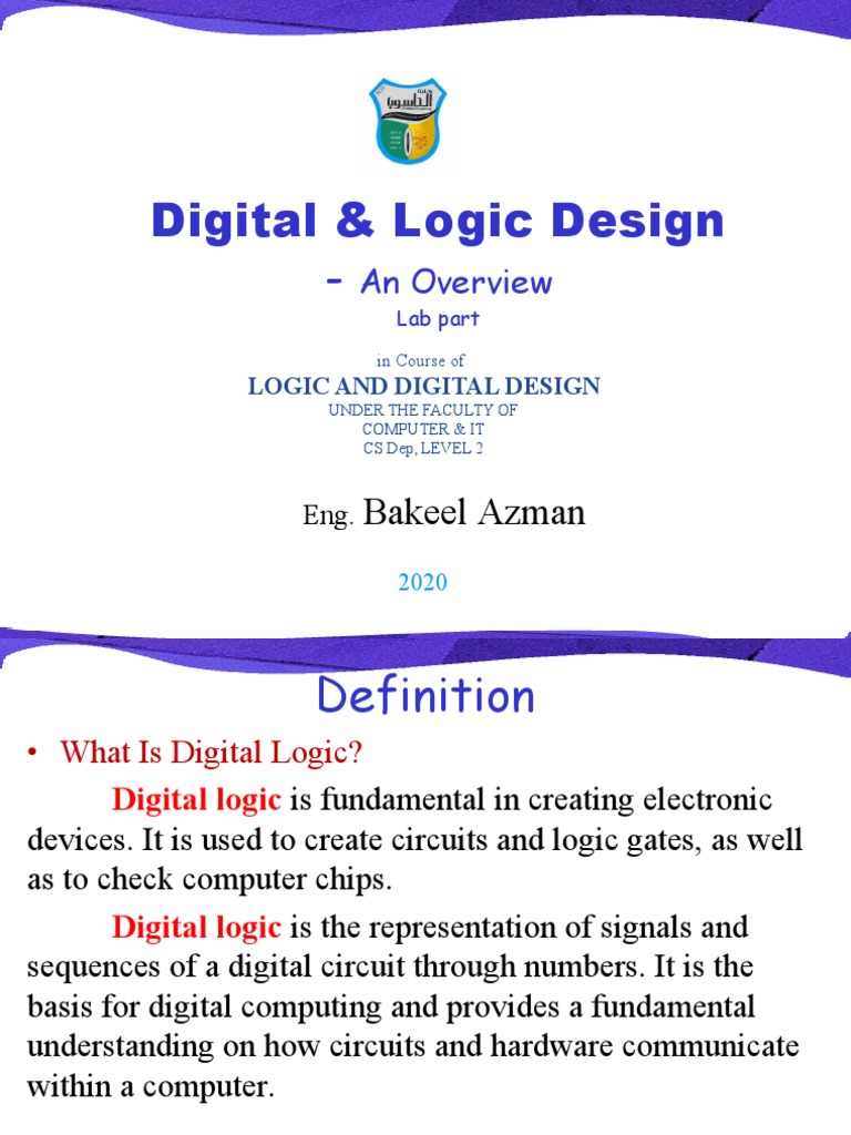 Lab 01 - Logic & Digital Design - An Overview PDF | PDF | Digital ...