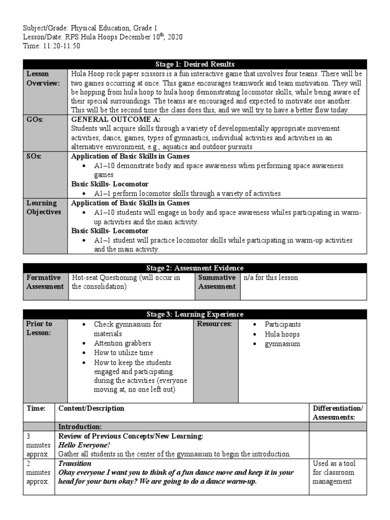 Pe - Rps Hula Hoop December 10th | Download Free PDF | Physical ...