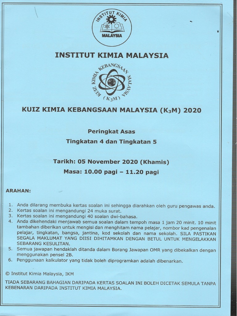 Kuiz Kimia Kebangsaan-1 PDF | PDF