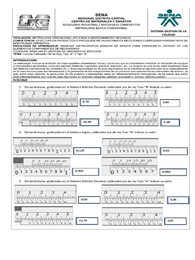 Partes y medidas del pie de rey | PDF | Arte | Tecnología