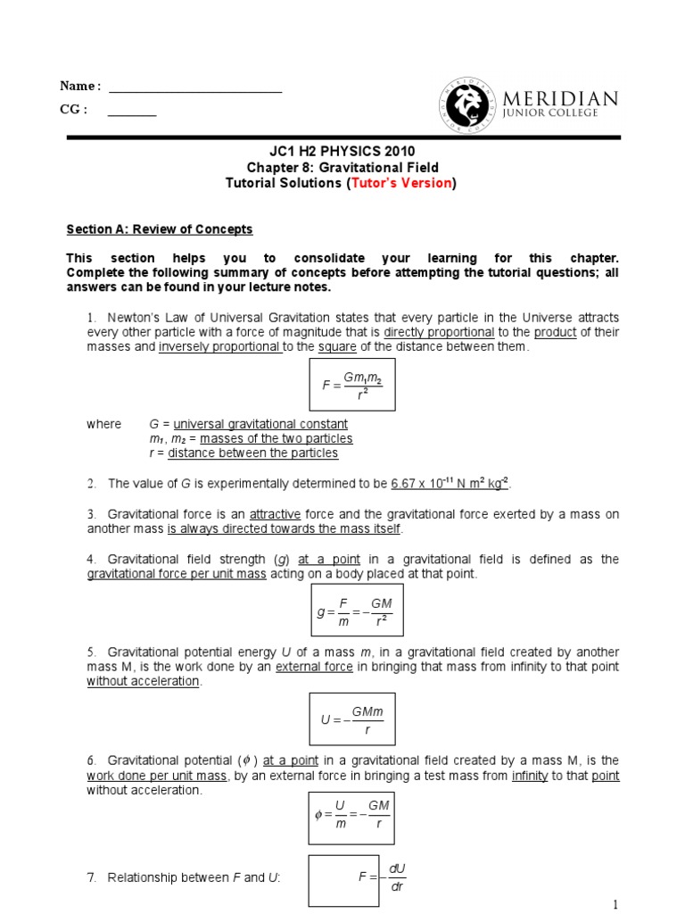 Gravitational Field Concepts and Solutions | PDF | Gravity | Orbit