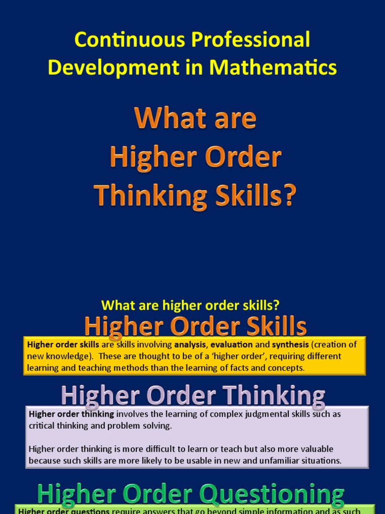 Enhancing Higher Order Thinking in Math | PDF | Information ...