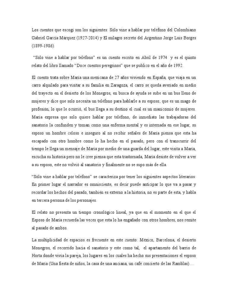 Análisis de Cuentos Latinoamericanos | PDF | Cuentos | Gabriel García ...