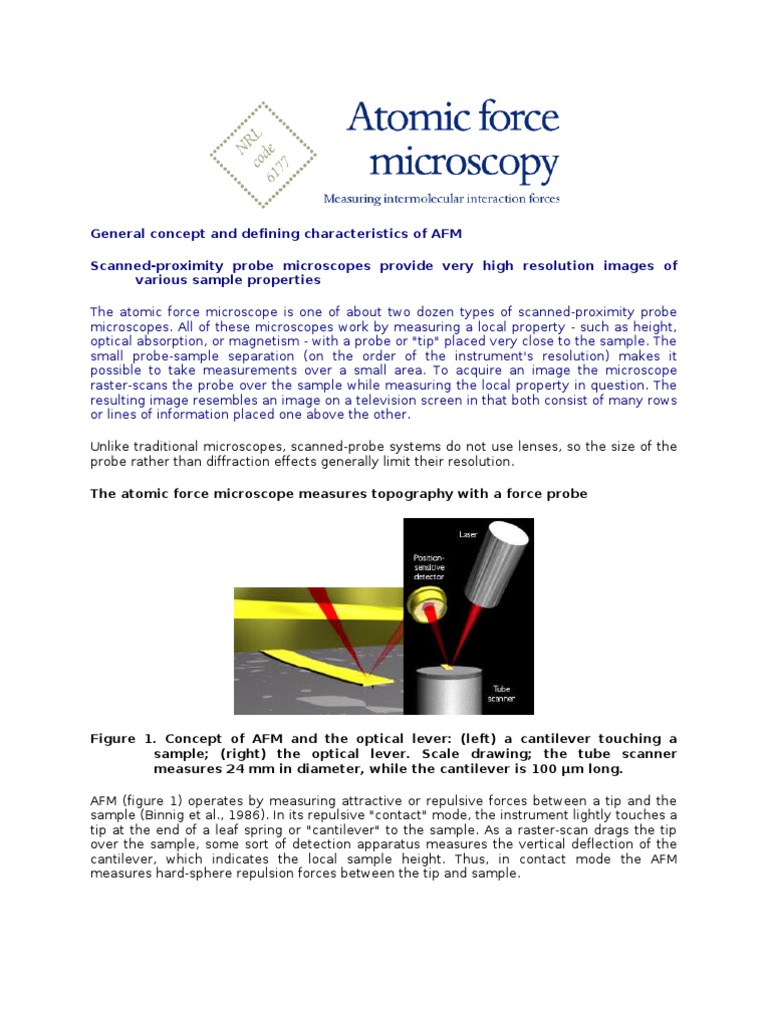 How Does AFM Works | PDF | Atomic Force Microscopy | Scanning Tunneling ...