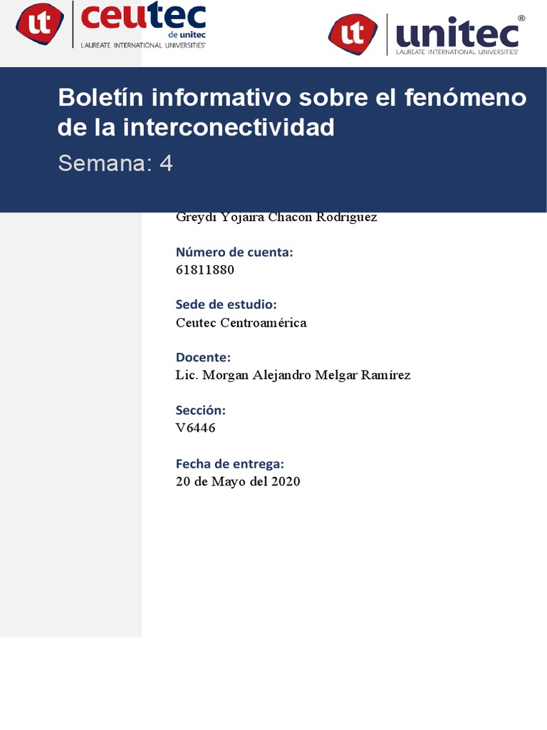 Tarea 4.1. Boletín Informativo Sobre El Fenómeno de La Interconectividad | PDF