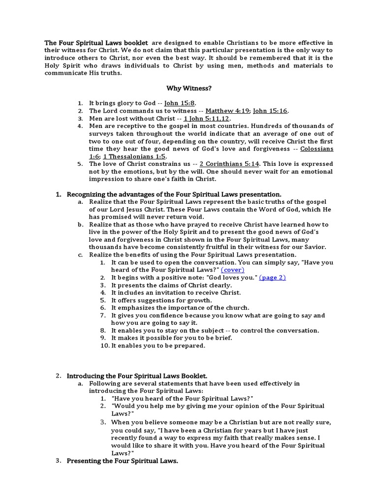 The Four Spiritual Laws Booklet | PDF | Jesus | Spirituality