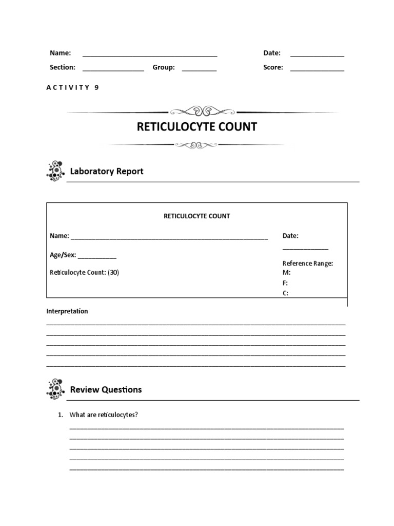 Reticulocyte Count Lab Guide | PDF | Hematology | Tissue (Biology)
