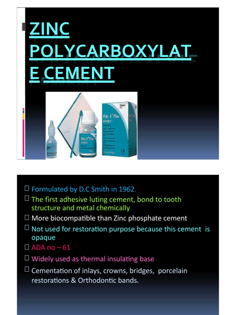 Zinc Poly Carboxylate Cement | PDF | Tooth Enamel | Chemistry