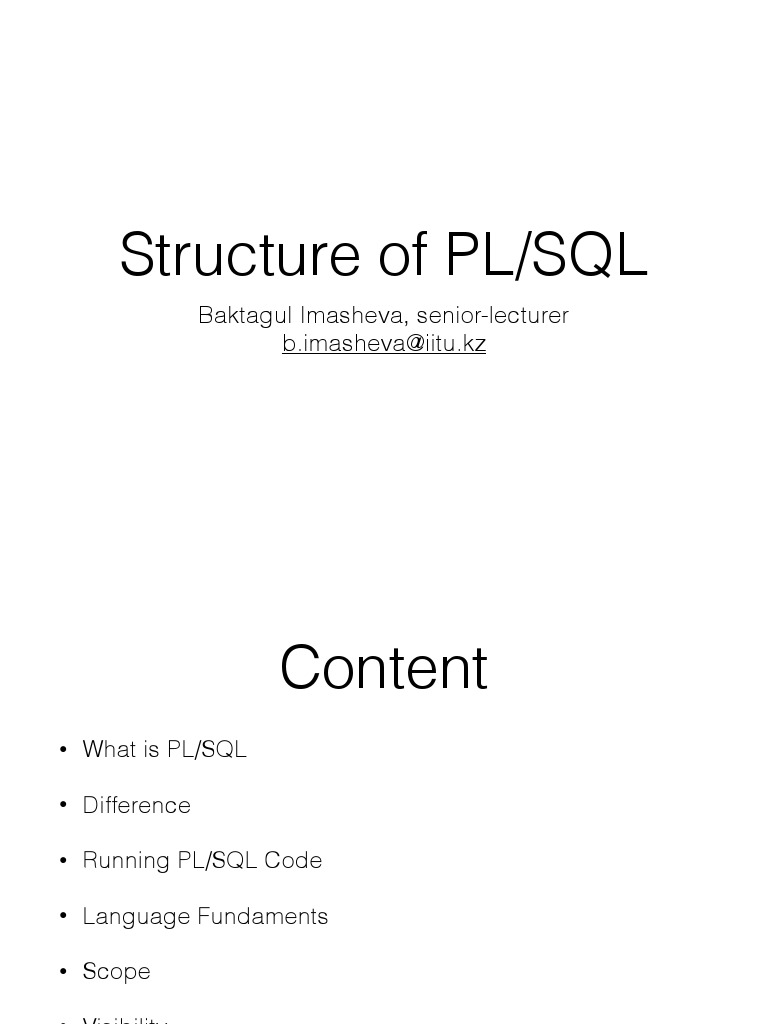 PL/SQL Structure and Fundamentals Guide | PDF | Pl/Sql | Sql