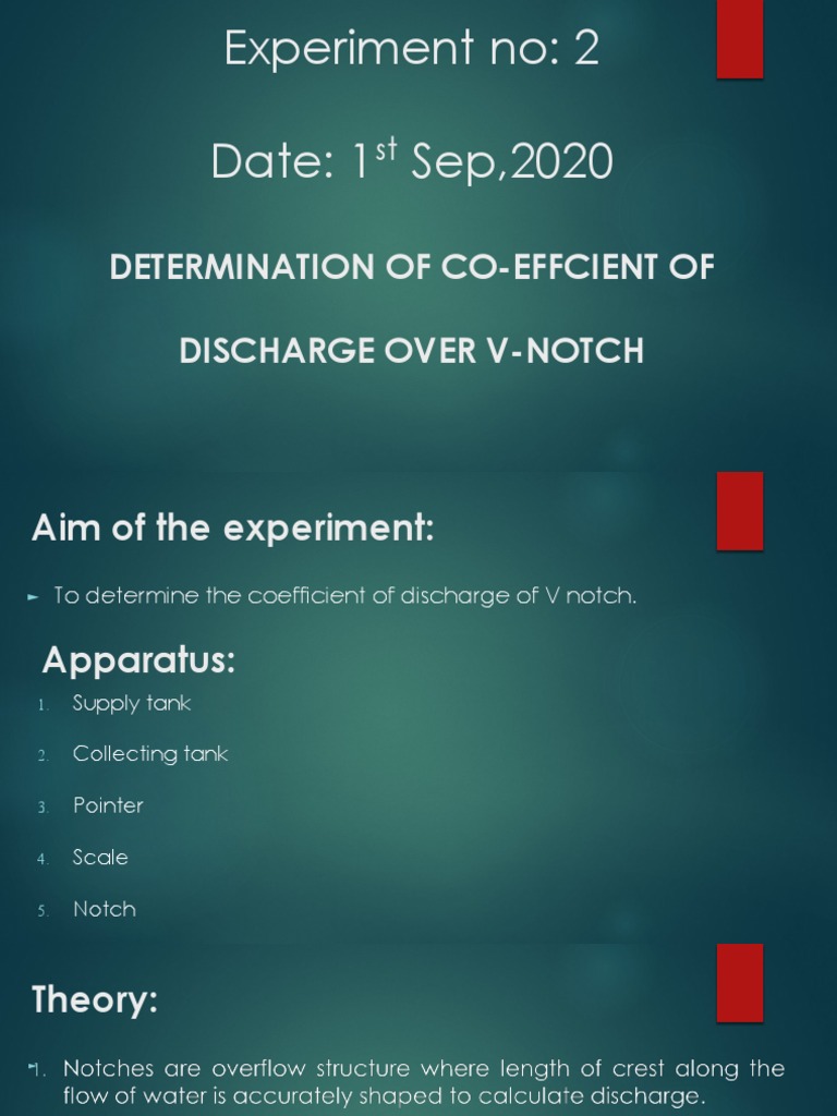 V-Notch Discharge Coefficient Experiment | PDF