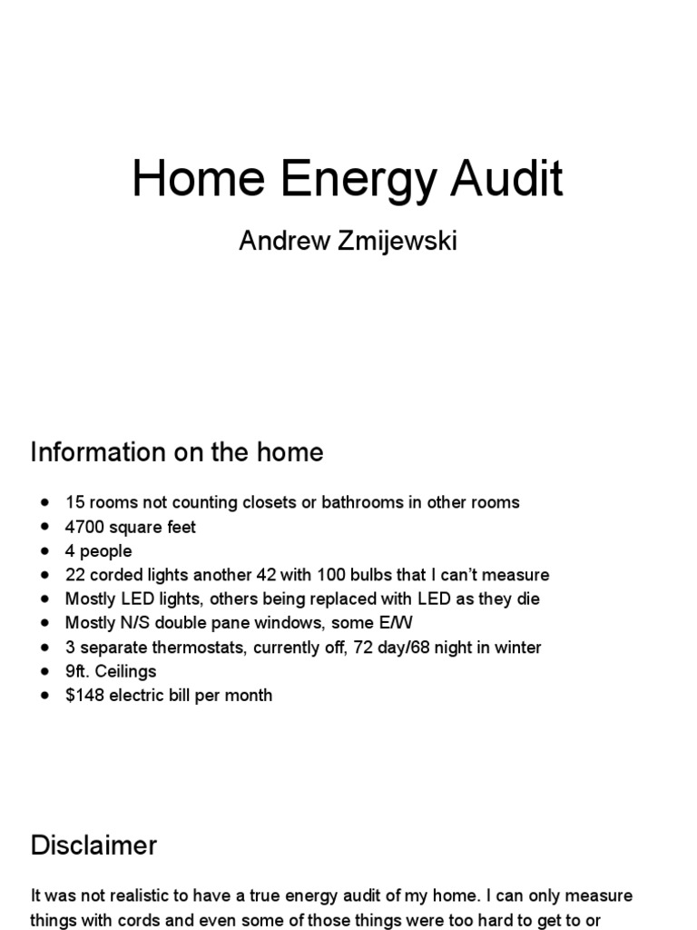 Home Energy Audit | PDF | Kilowatt Hour | Natural Gas