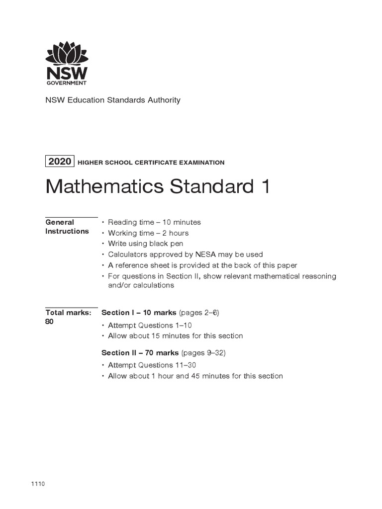 Mathematics Standard 1: NSW Education Standards Authority | PDF | Blood ...