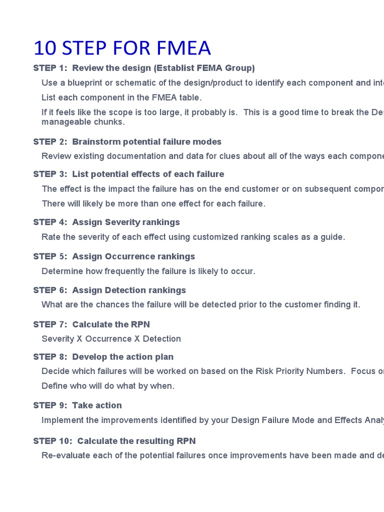 10 Step FMEA Guide for Product Design | PDF