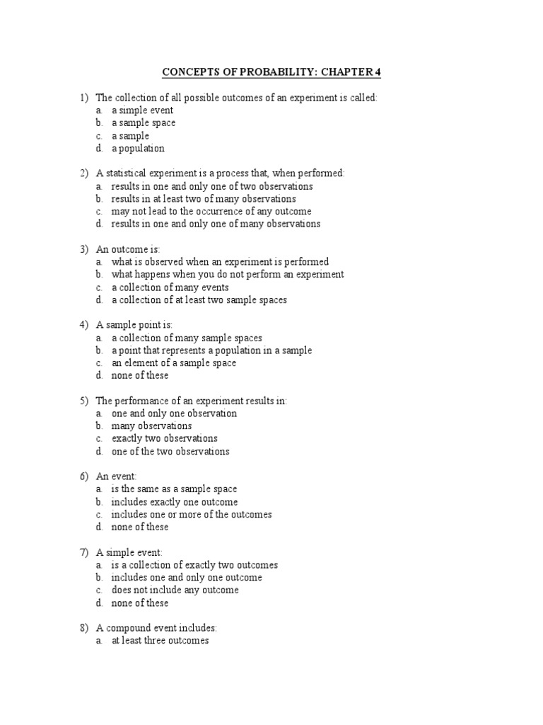 Concepts of Probability: Chapter 4 | PDF | Probability | Experiment