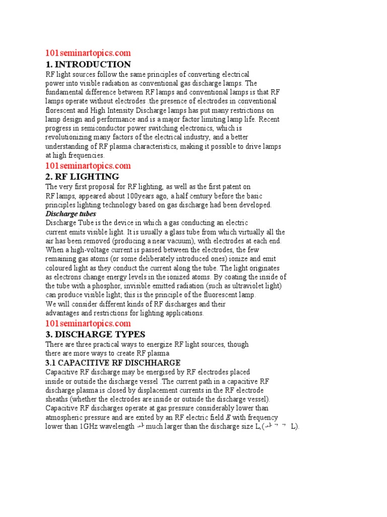 RF Lighting Technologies Explained | PDF | Incandescent Light Bulb ...