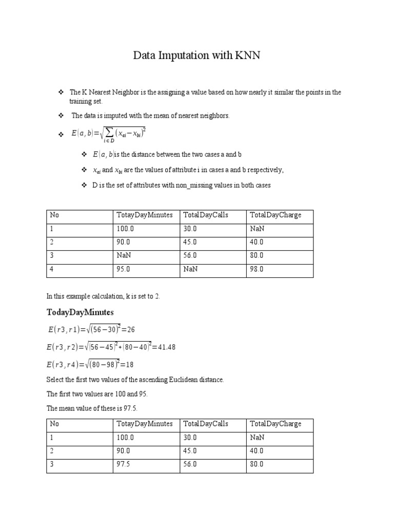 Data Imputation With KNN: E (A, B) X X E (A, B) X X | PDF | Data ...