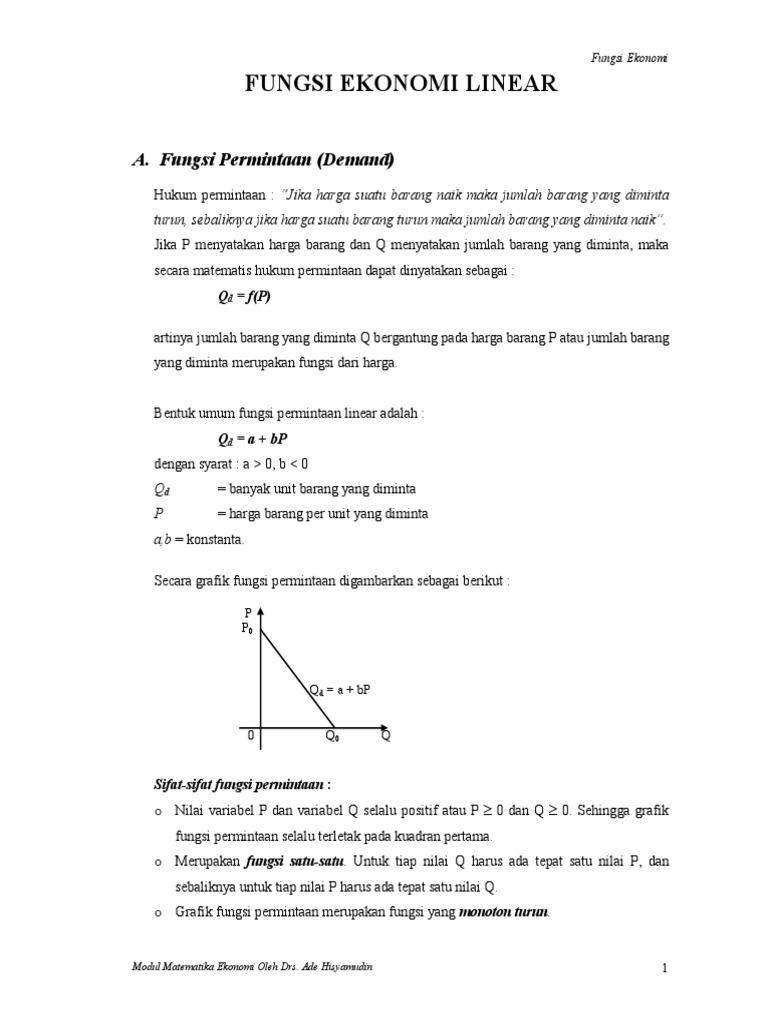Modul Fungsi Ekonomi Linear | PDF