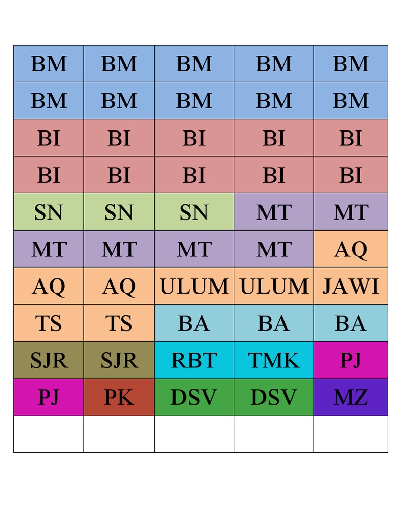 Label Jadual Waktu | PDF
