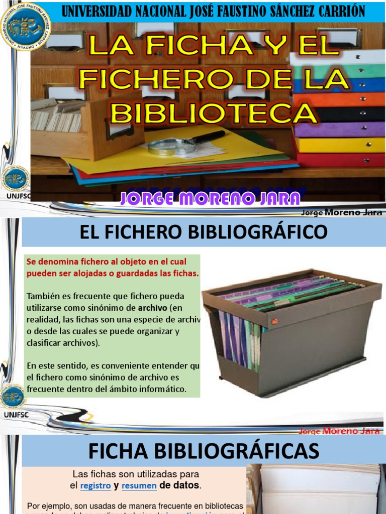 Ficha y Fichero de Biblioteca JORGE MORENO JARA | PDF | Catalogación | International Standard ...