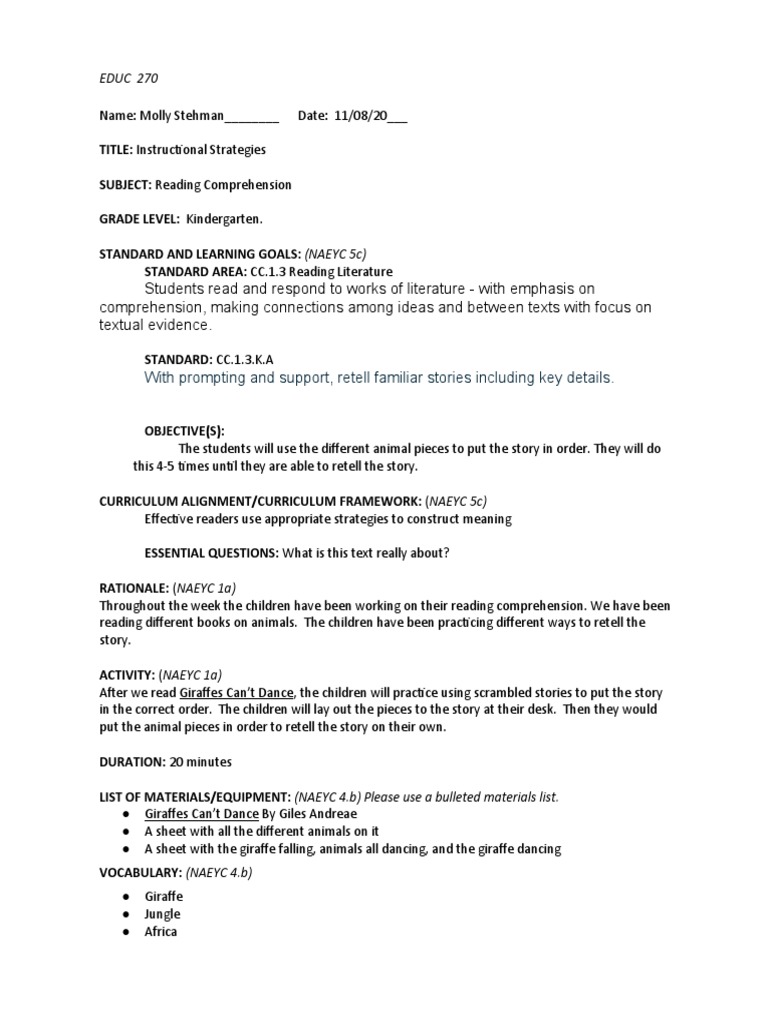 Educ 270 Lesson Plan 2 | PDF | Reading Comprehension | Lesson Plan