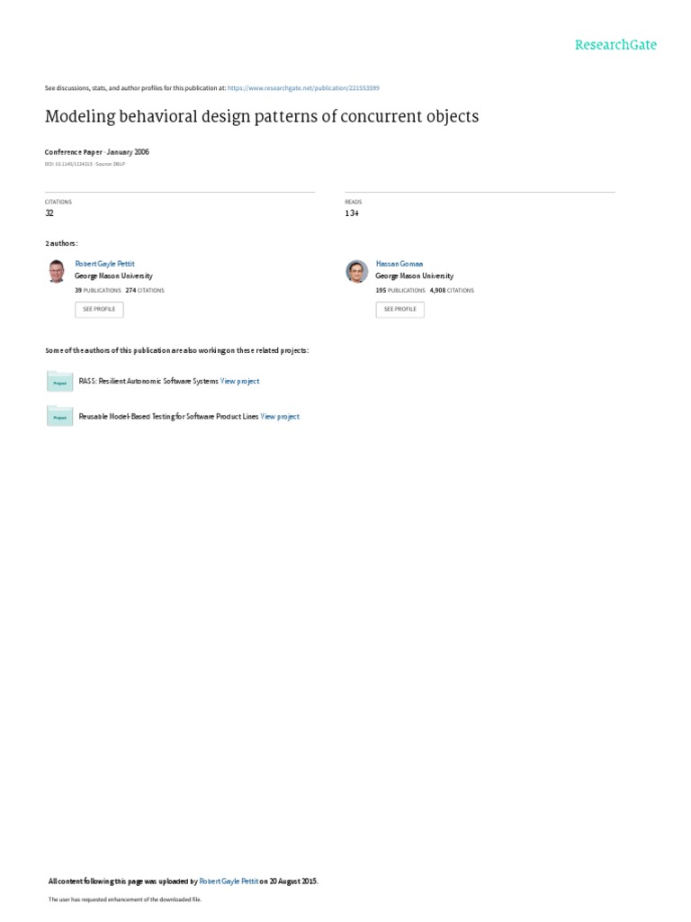 Modeling Behavioral Design Patterns of Concurrent Objects: January 2006 | PDF | Object (Computer ...