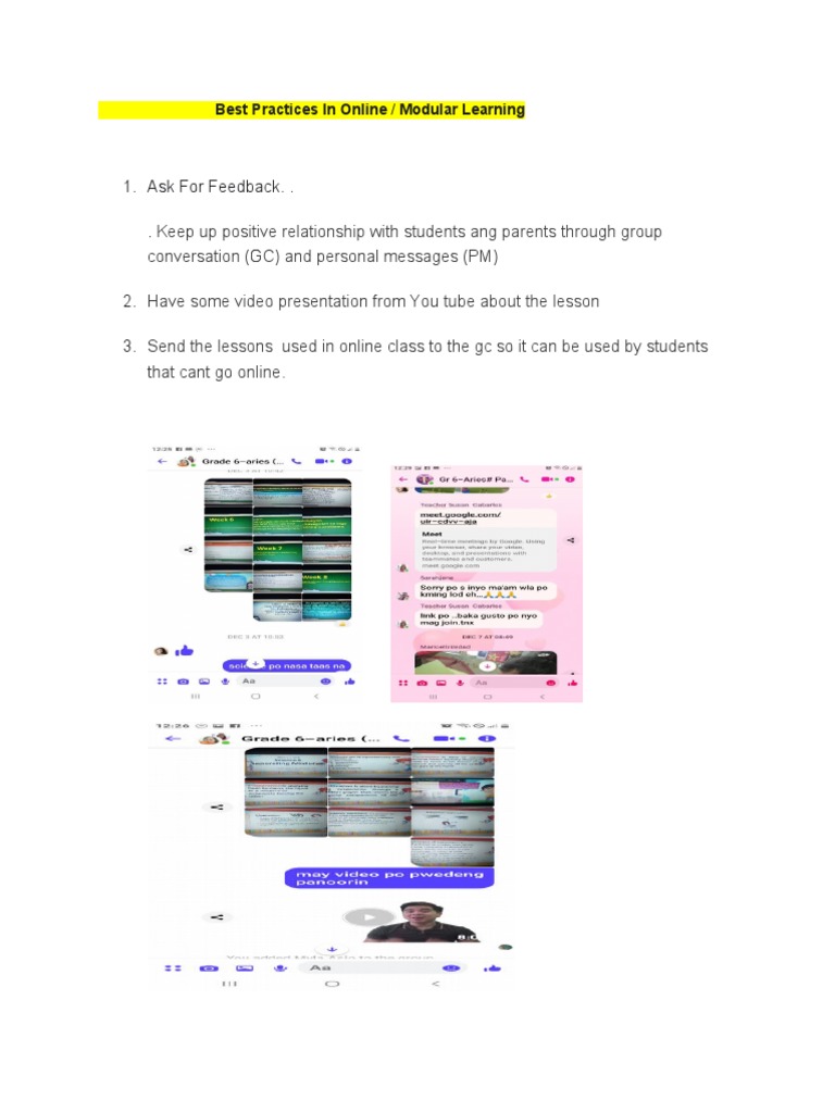 Ask For Feedback. - .: Best Practices in Online / Modular Learning | PDF